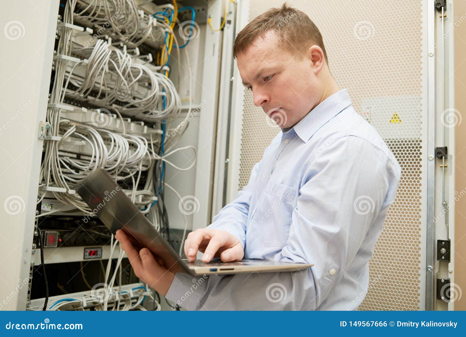 Support Network Service Engineer with Server Computer Equipment Stock ...