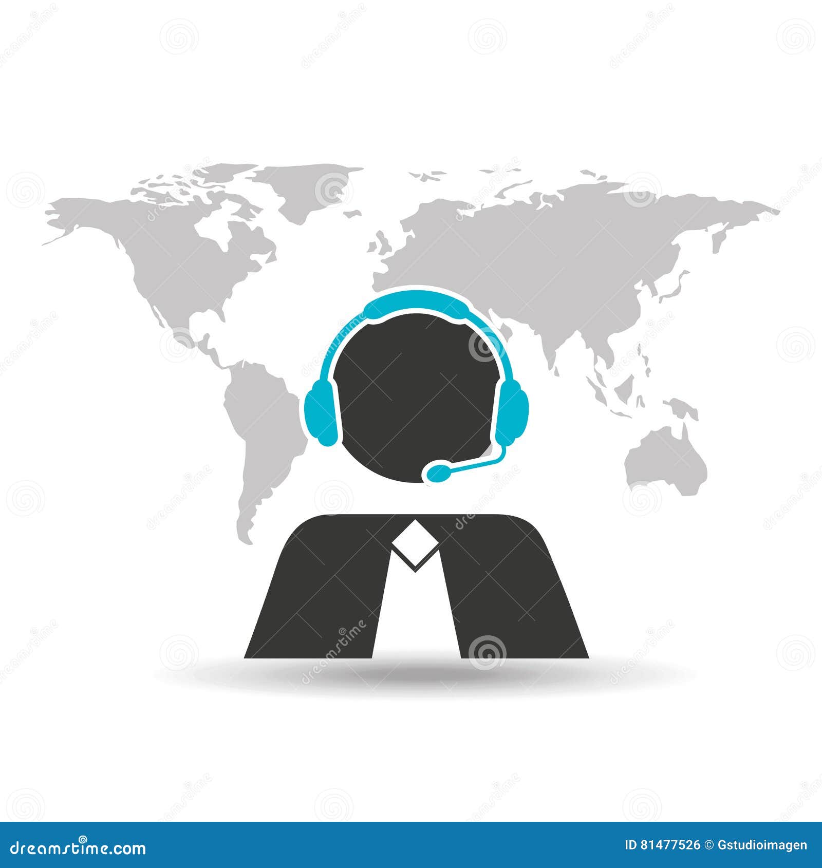 Support Operator Silhouette Man Global Service Stock Vector ...