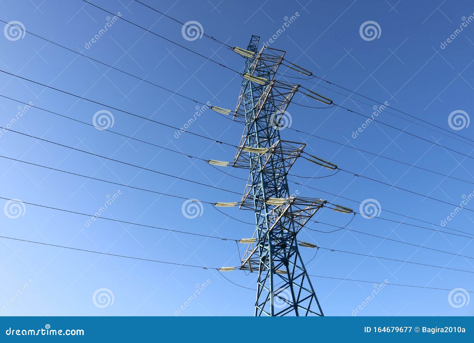 The Support of the Overhead Power Line Stock Image - Image of cable ...