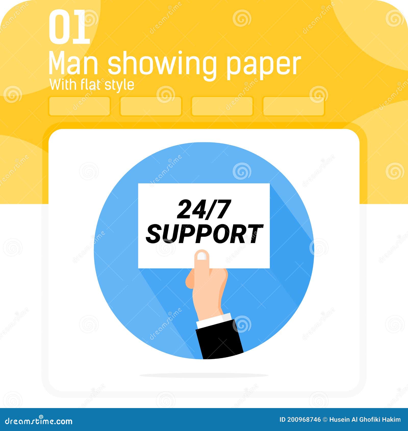 24/7 Support Paper Holding Hand Premiun Icon with Flat Style Isolated ...