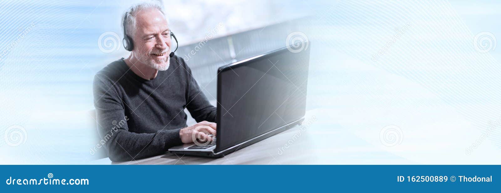 Support Phone Operator in Headset; Panoramic Banner Stock Image - Image ...