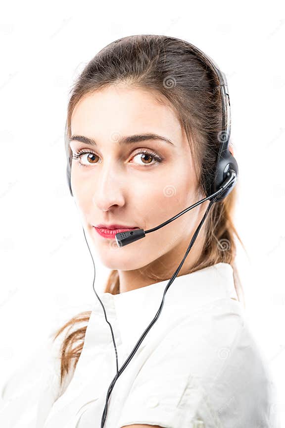 Support Phone Operator in Headset Stock Photo - Image of isolated ...