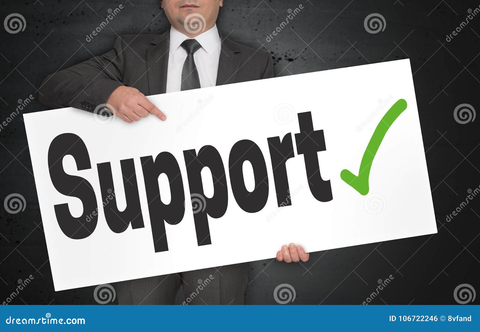 Support Poster is Held by Businessman Stock Photo - Image of help ...