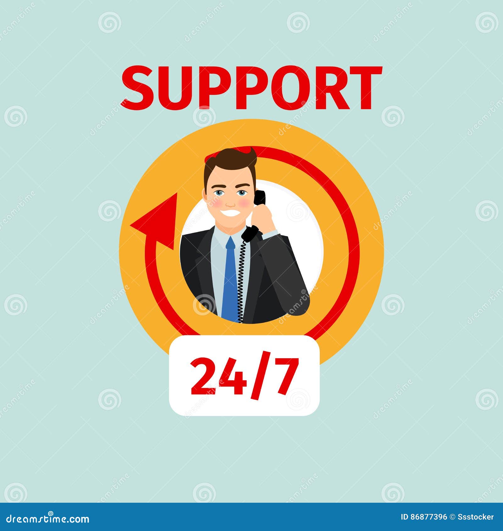 Support Service Circle Icon with Man Stock Vector - Illustration of ...