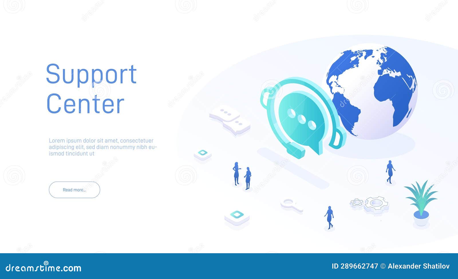 Support Service Concept or Call Center in Isometric Vector Illustration ...