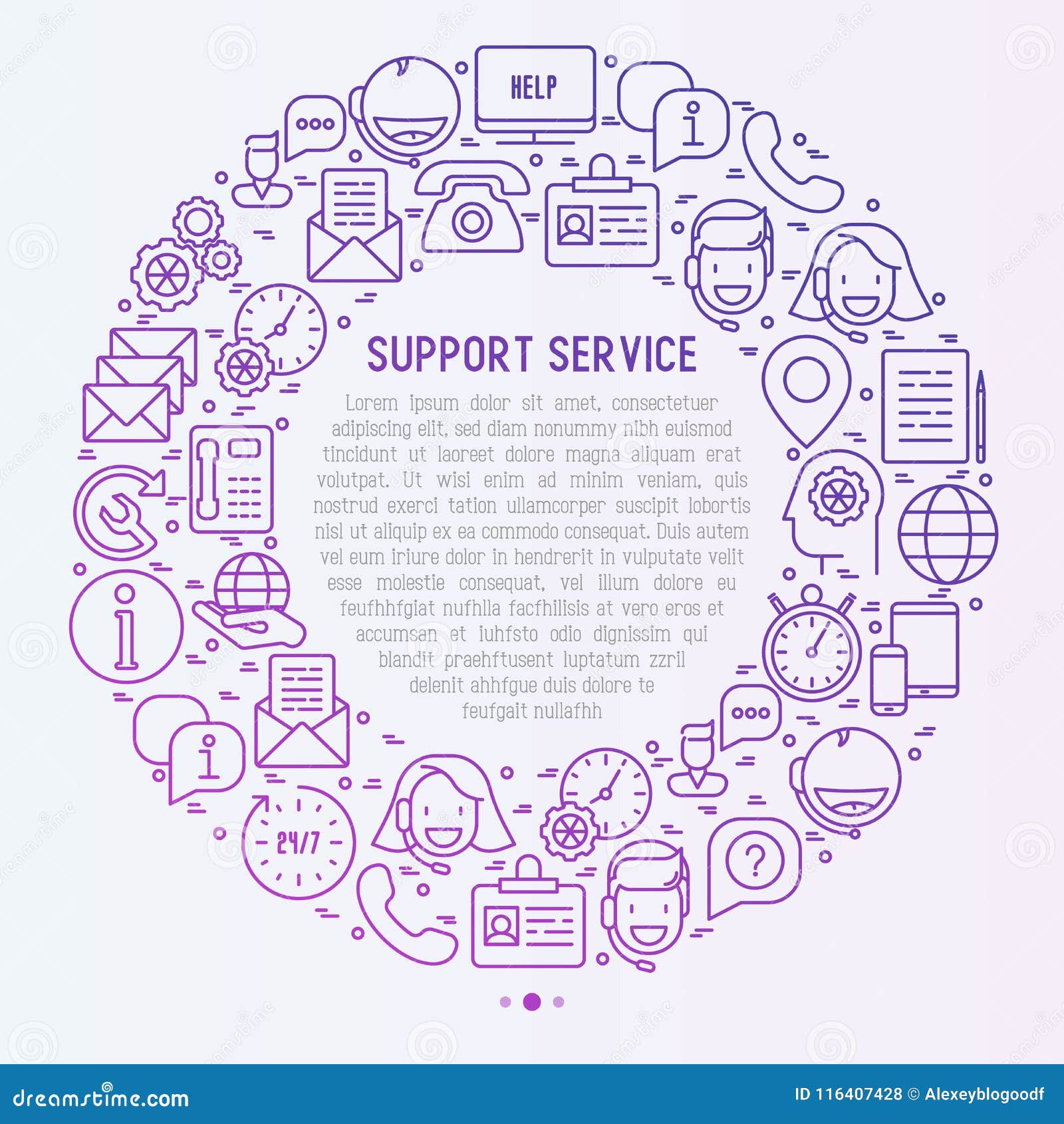 Support Service Concept in Circle Stock Vector - Illustration of ...