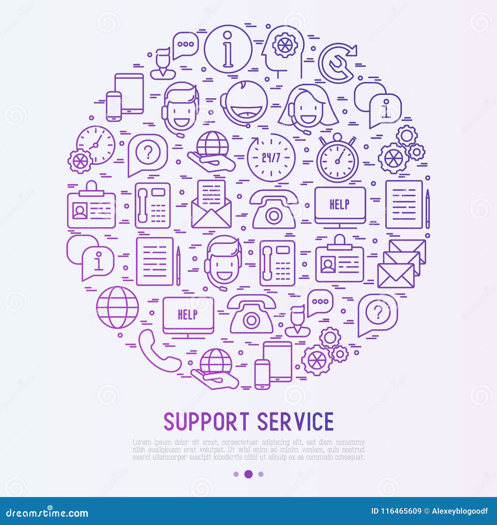 Support Service Concept in Circle Stock Vector - Illustration of ...