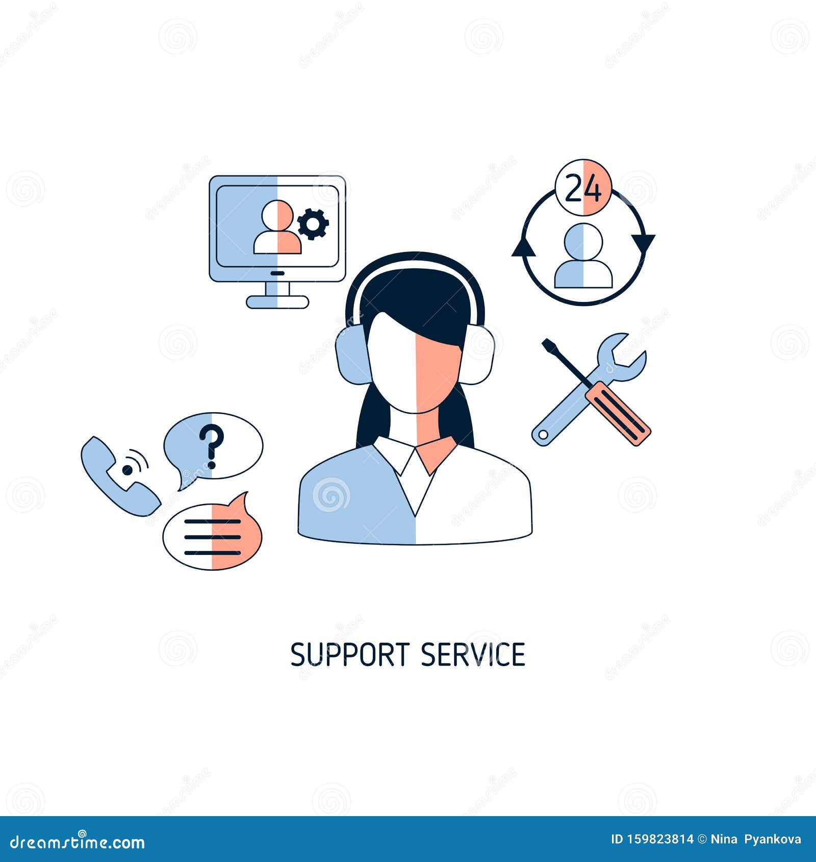 Support service concept stock vector. Illustration of administrator ...