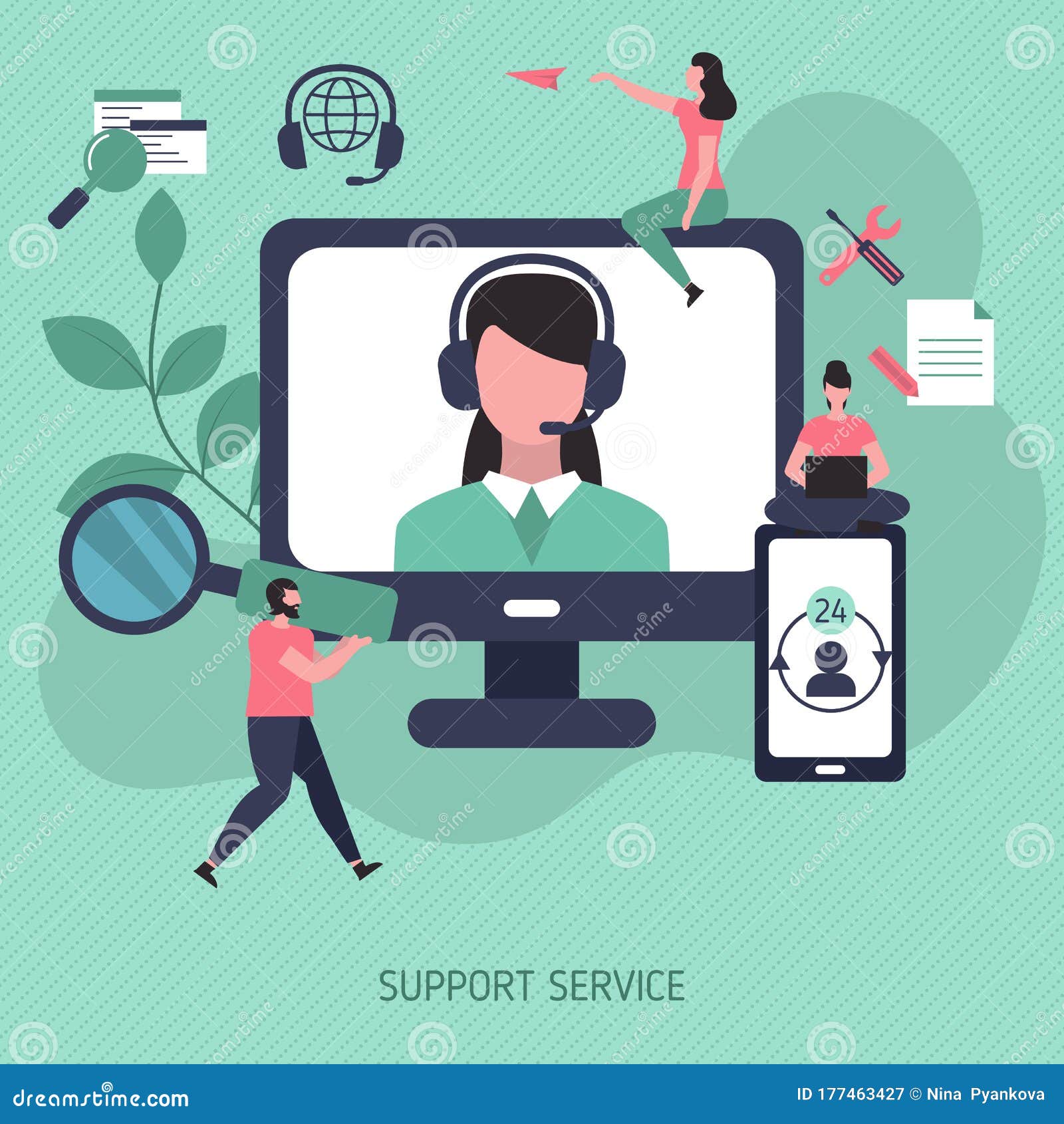 Support service concept stock vector. Illustration of call - 177463427