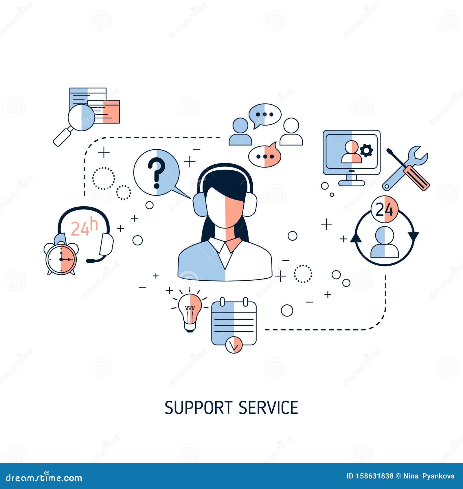 Support service concept stock vector. Illustration of agent - 158631838