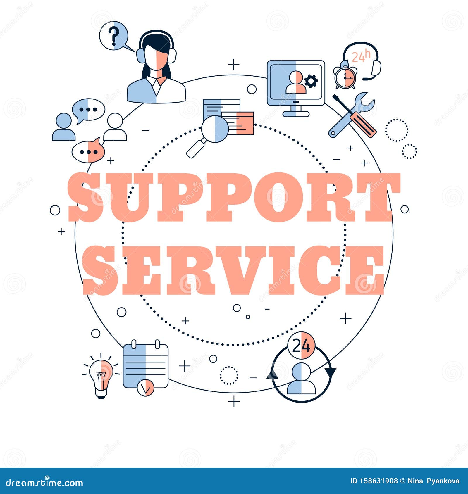Support service concept stock vector. Illustration of helpline - 158631908