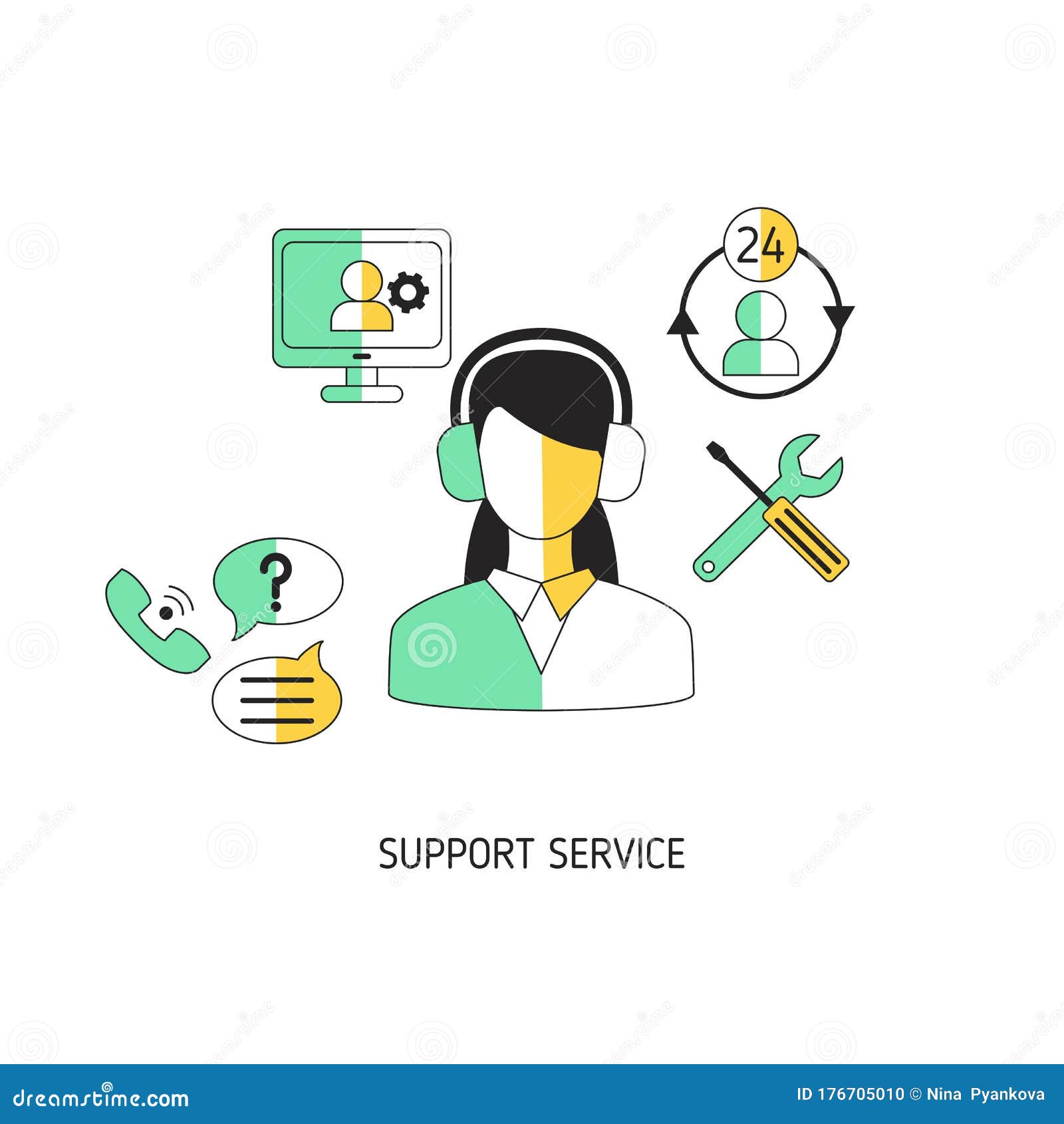 Support service concept stock vector. Illustration of administrator ...