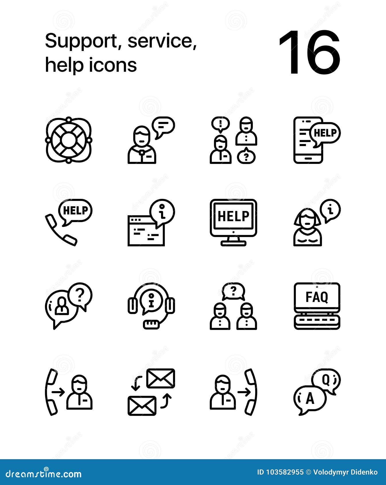 Support, Service, Help Simple Line Icons for Web and Mobile Design Pack ...