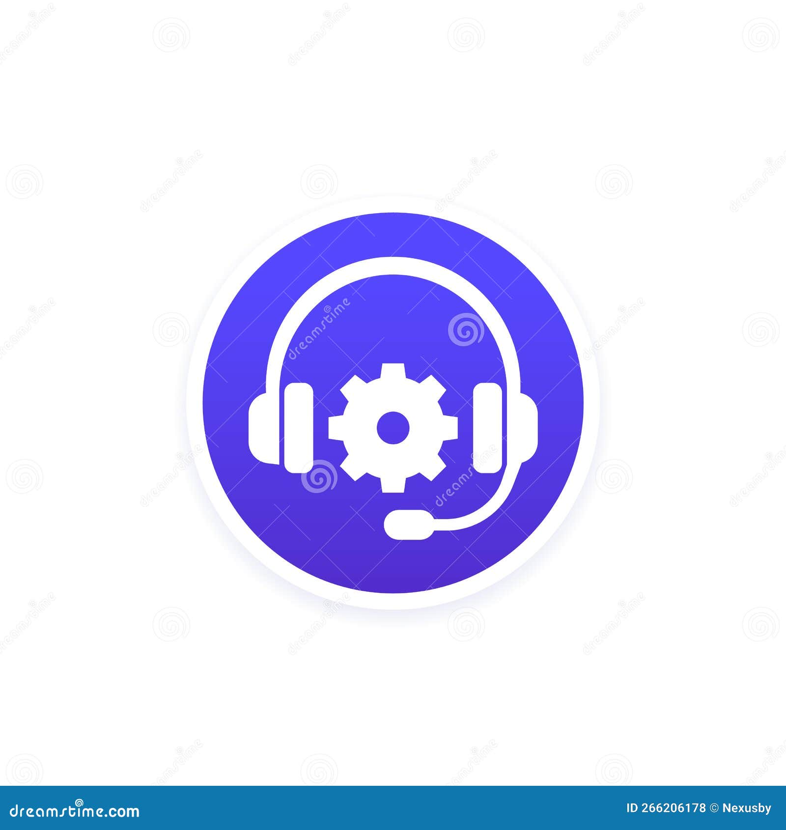 Support Service Icon with Headset, Vector Stock Vector - Illustration ...