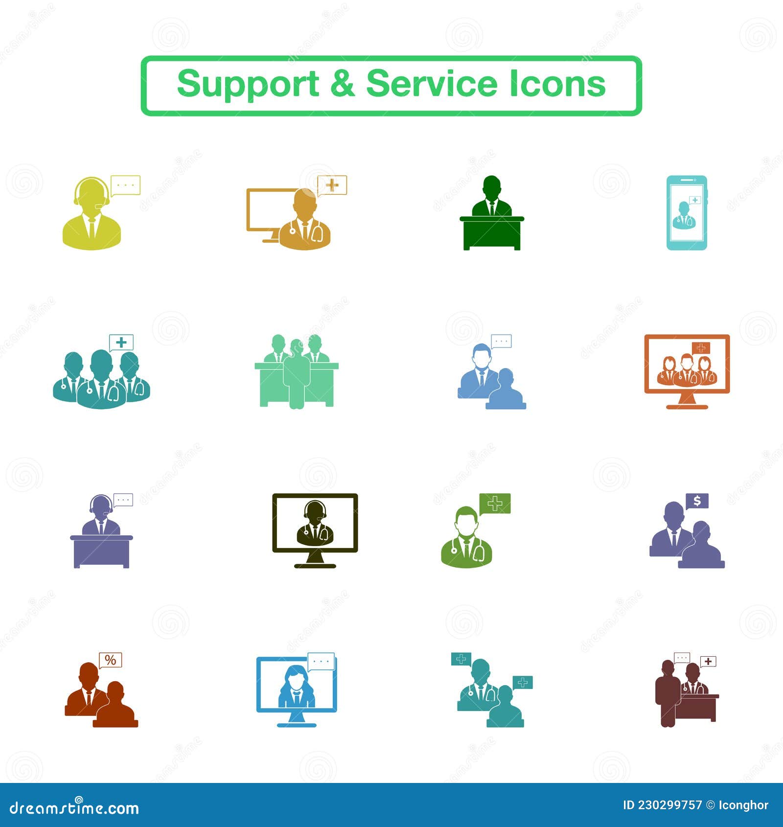Support and Service Icon Set. Stock Vector - Illustration of team ...