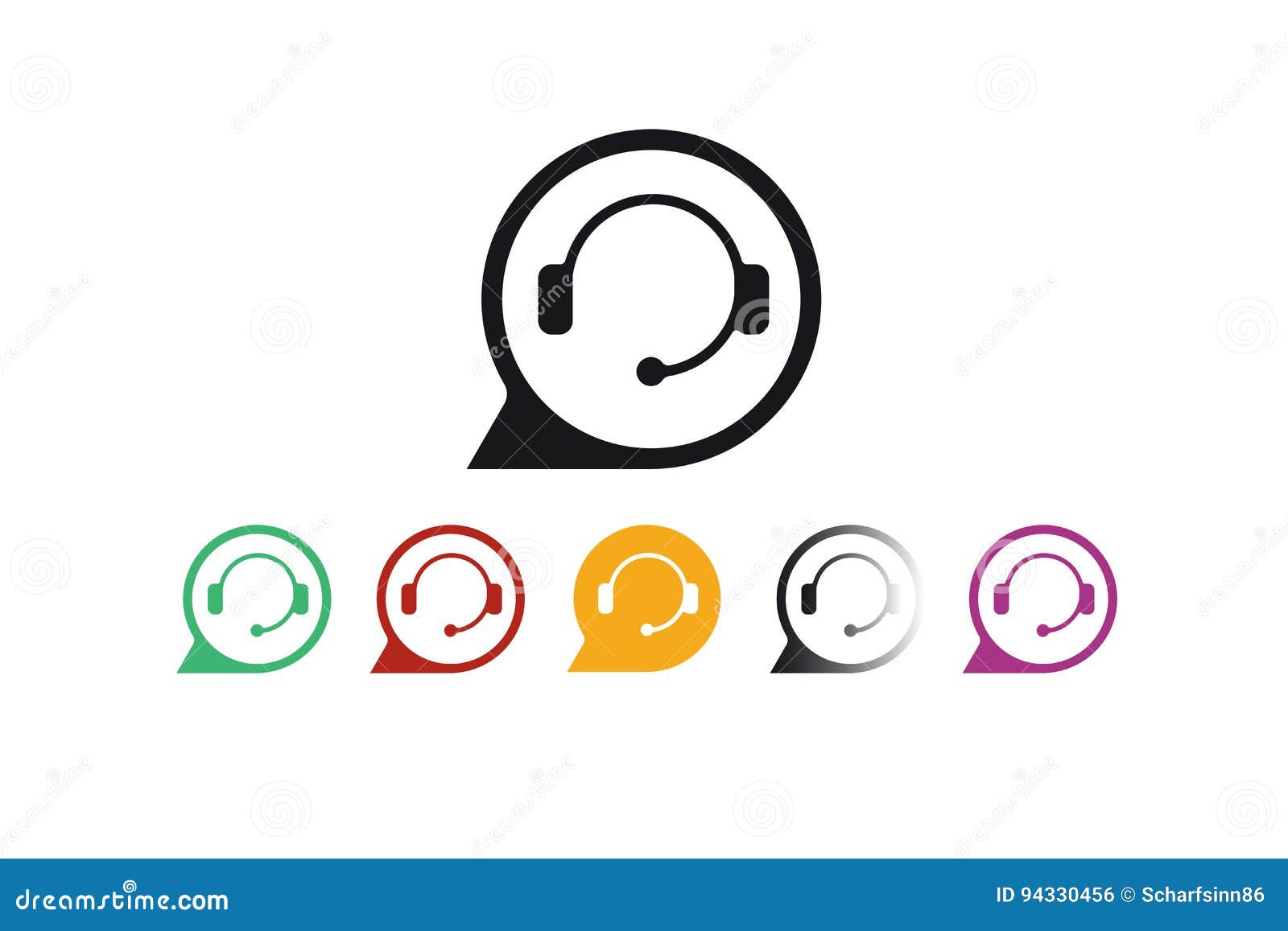 Support service icon set. stock vector. Illustration of telephone ...