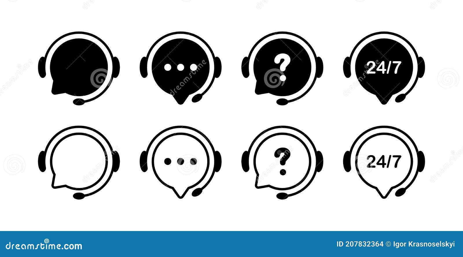 Support Service Icons. Chat Vector Icons. Customer Support. Headset ...