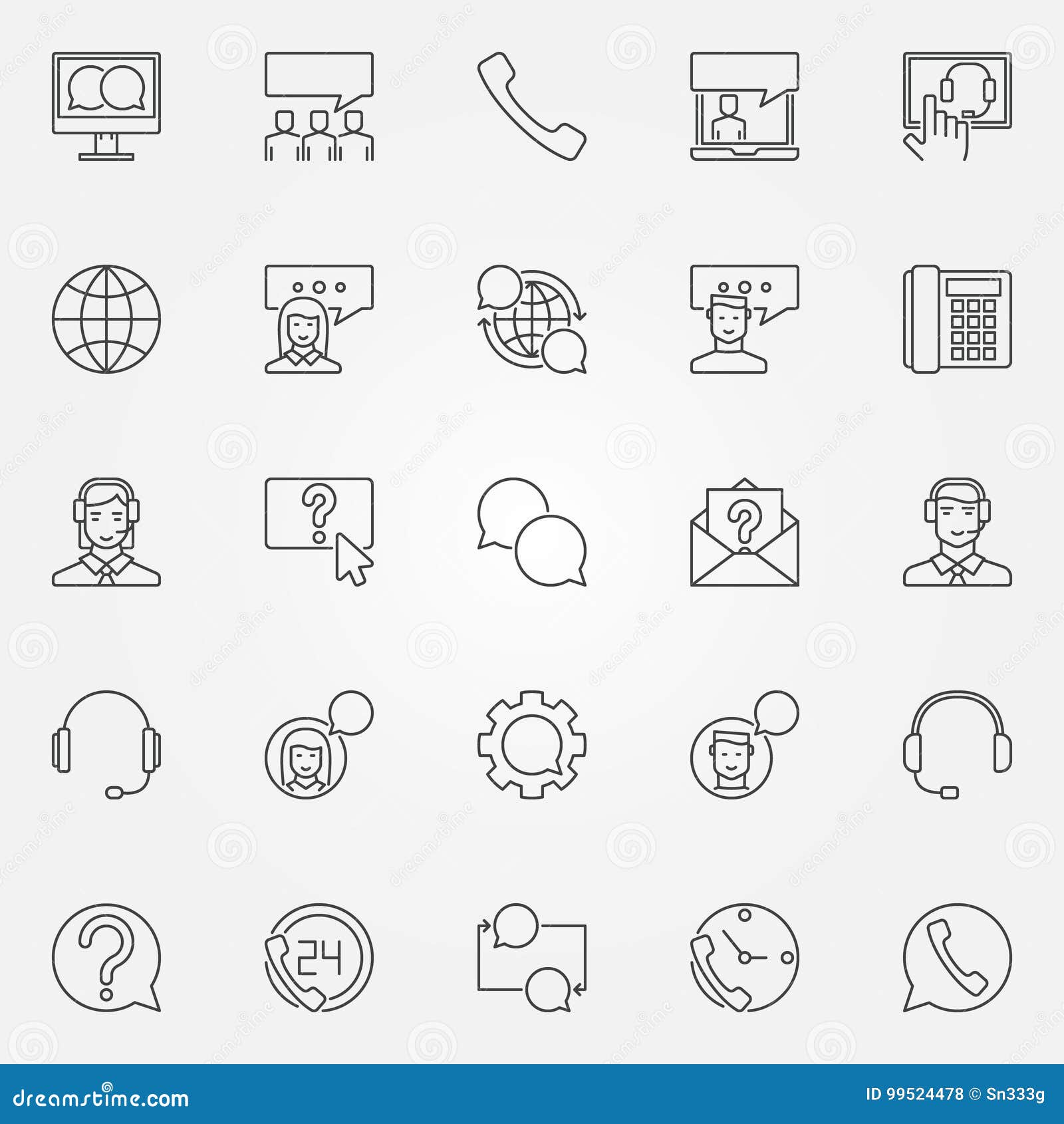 Support Service Icons Set. Vector Customer Support Symbols in Th Stock ...