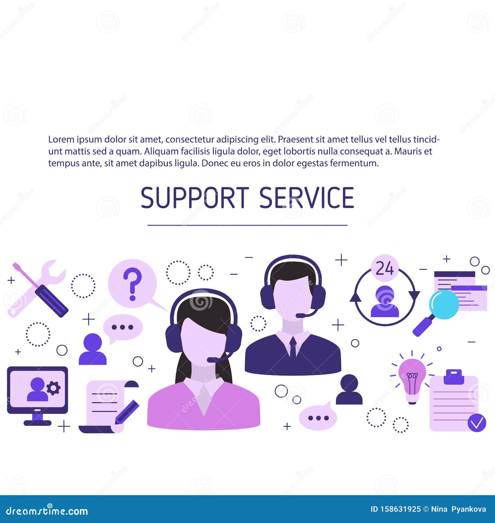 Support-Service-Konzept vektor abbildung. Illustration von abbildung ...