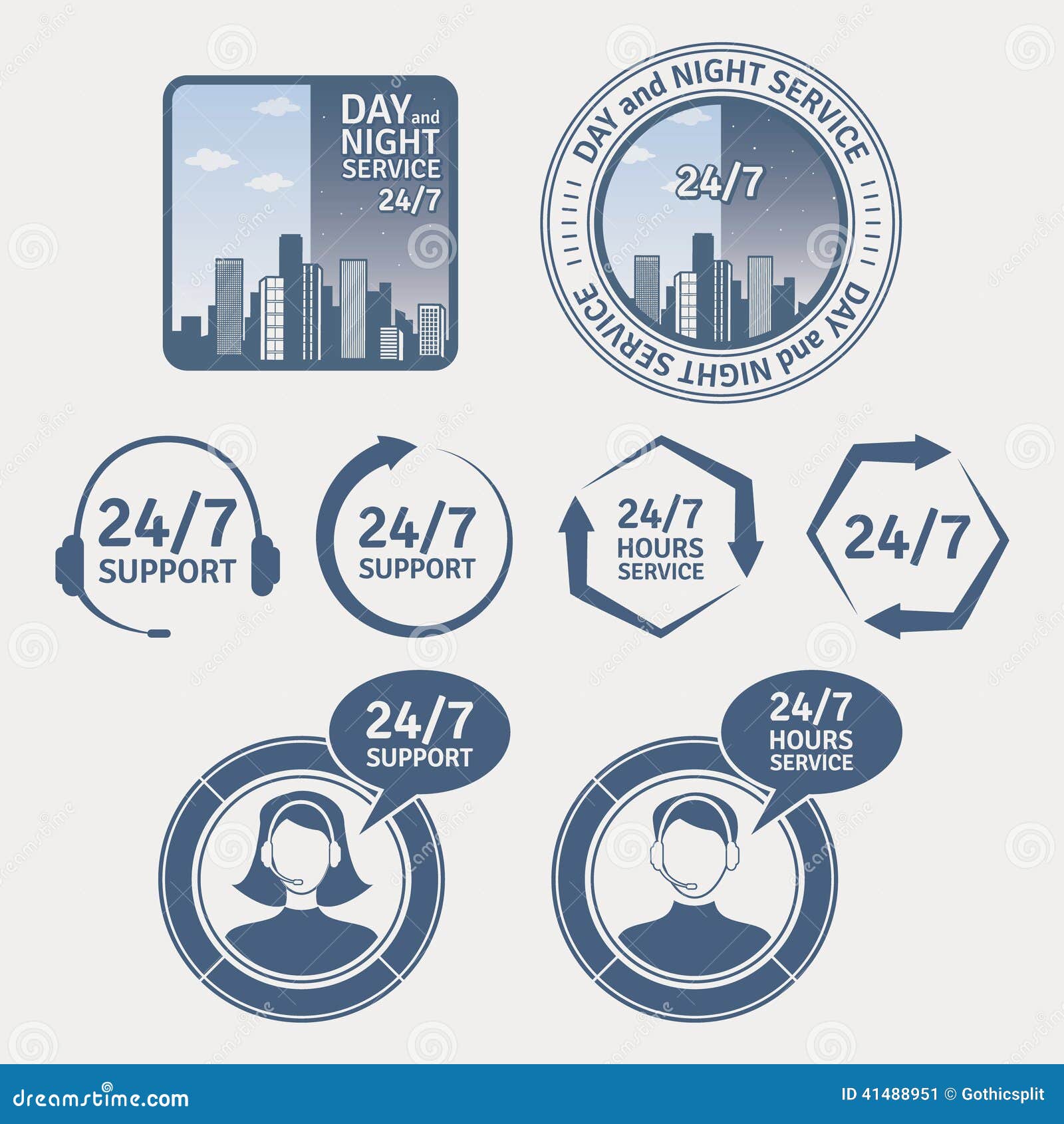 Support Service Labels and Badges Stock Vector - Illustration of ...