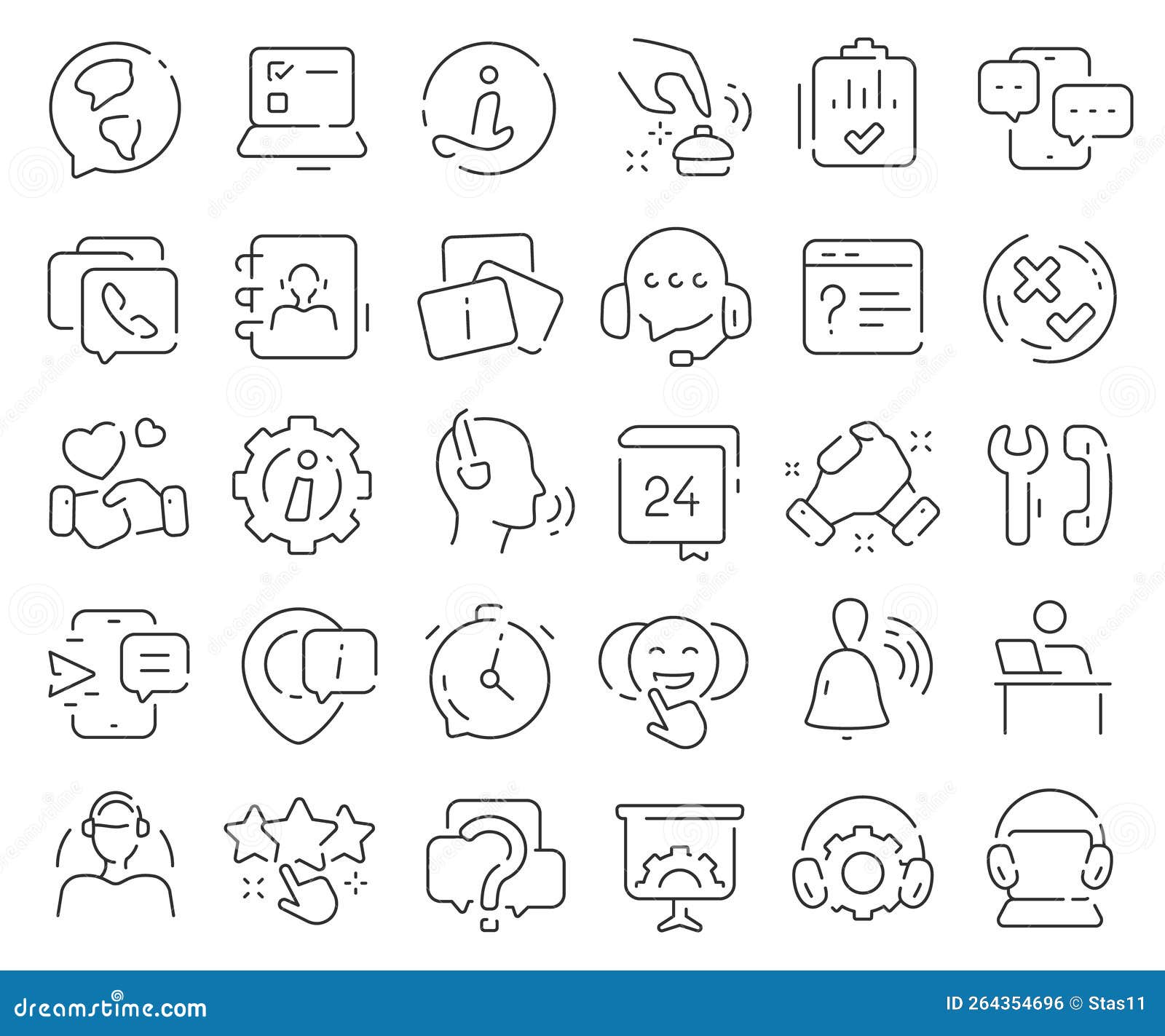 Support Service Line Icons Collection. Thin Outline Icons Pack Stock ...