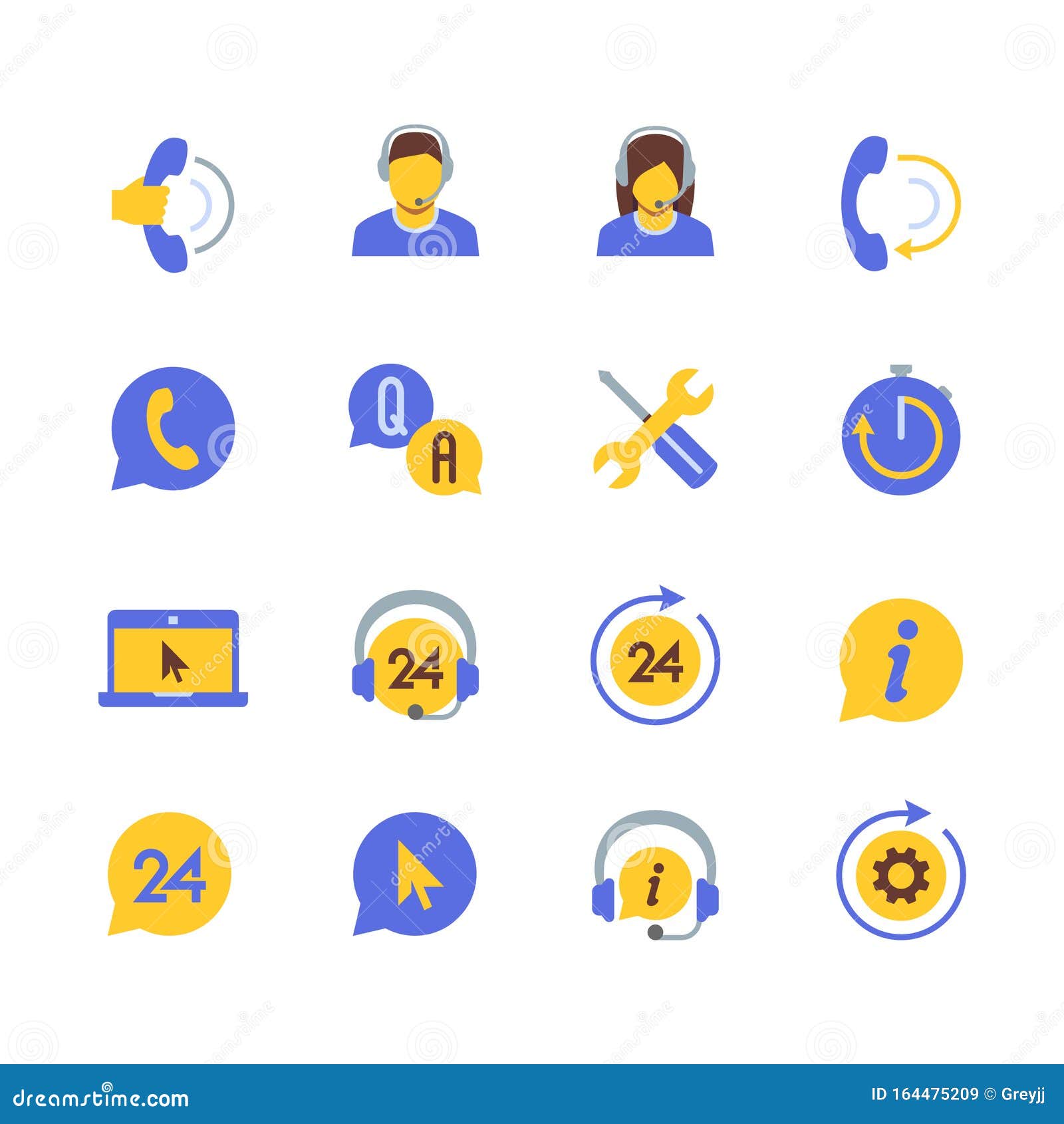 Support Service and Telemarketing Icons in Flat Style Stock Vector ...