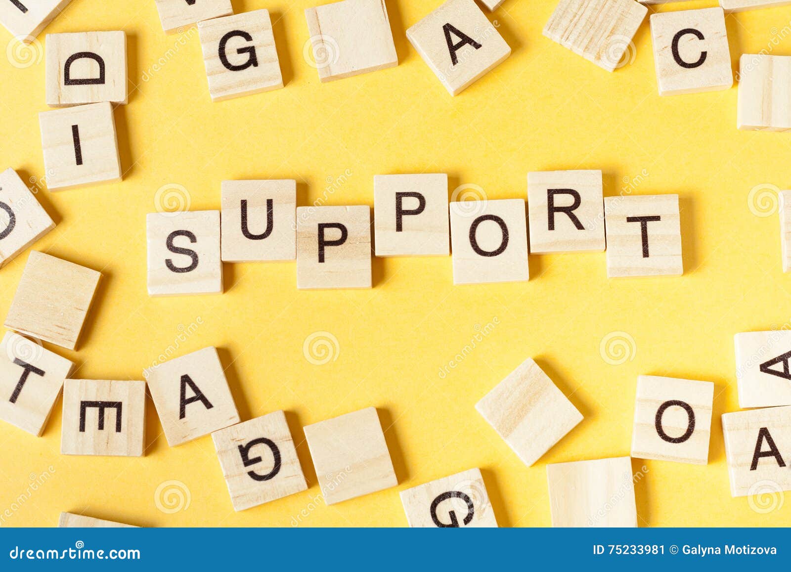 Support Sign with Blocks on Office Desk. Wooden ABC Stock Image - Image ...