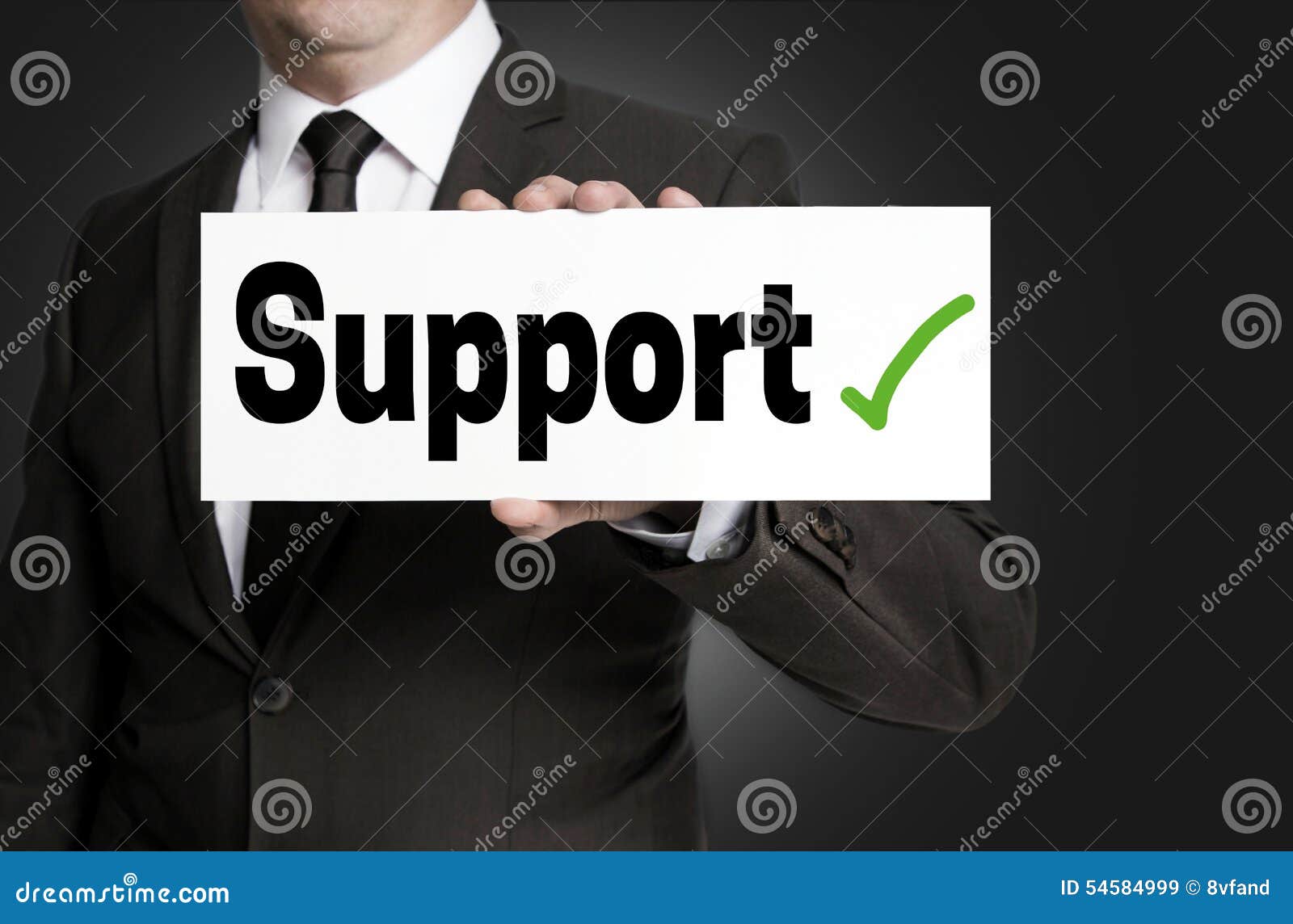 Support Sign is Held by Businessman Stock Image - Image of space, shows ...