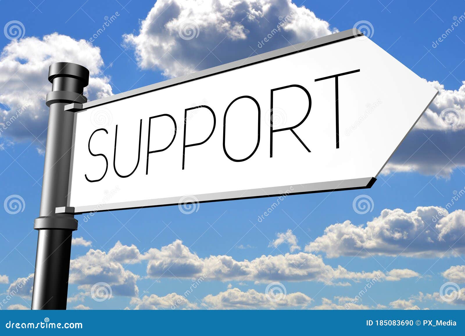 Support - Signpost with White Arrow, Sky Stock Illustration ...