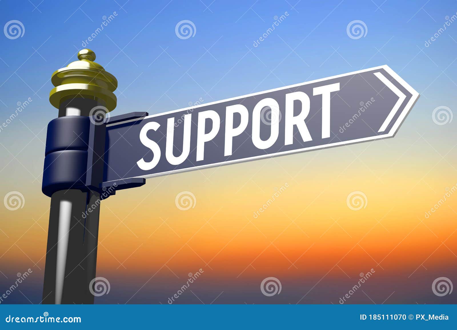 Support - Signpost with One Arrow Stock Illustration - Illustration of ...