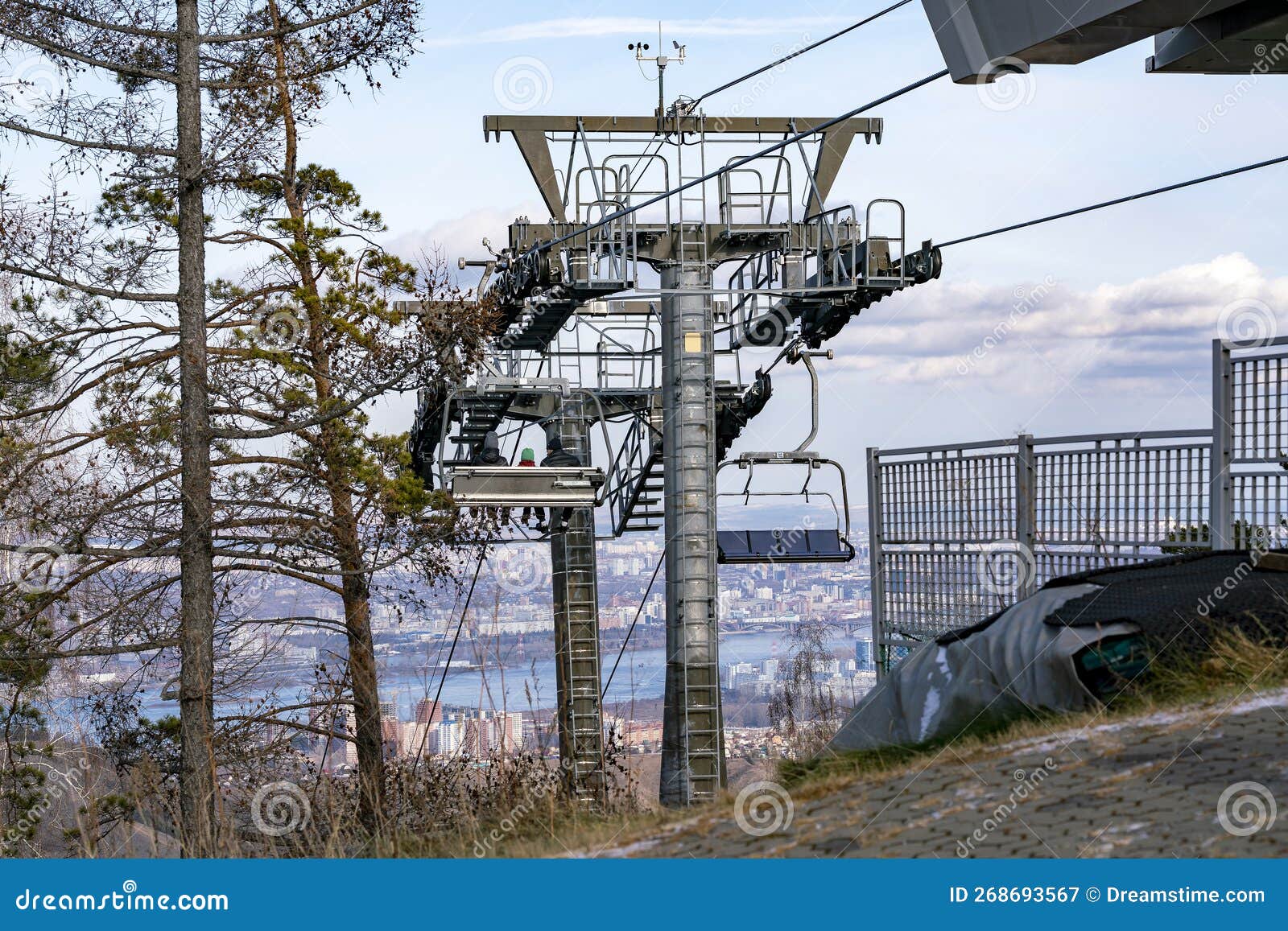 The Support of the Ski Cable Car on the Top of the Mountain. Stock ...