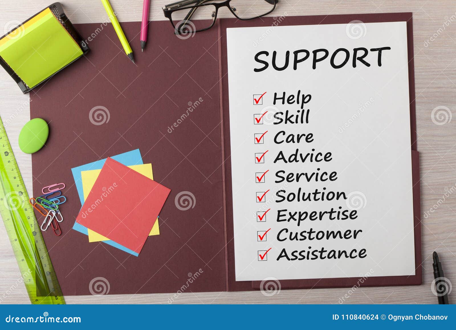 Support Written on Sheet in Folder Concept Stock Photo - Image of ...
