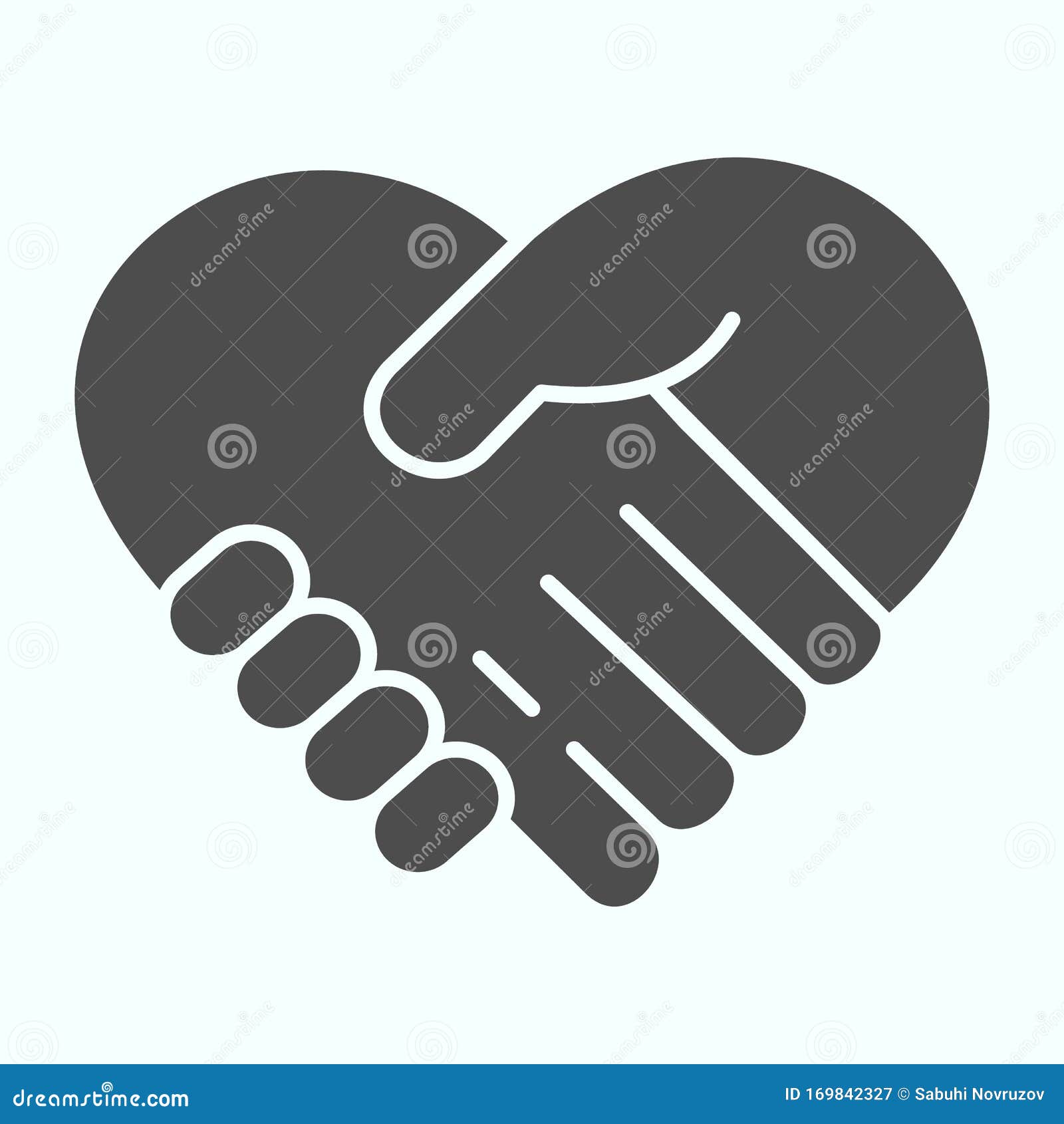 Support Solid Icon. Handshaking Forming a Heart Vector Illustration ...