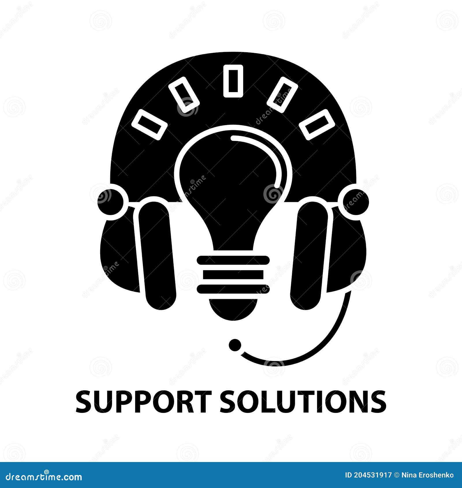 Support Solutions Icon, Black Vector Sign with Editable Strokes ...