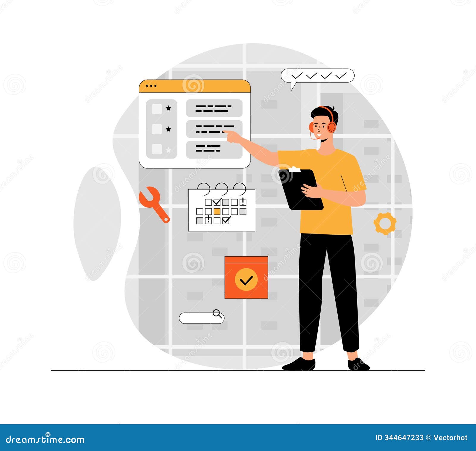 Support Staff Help Solve Technical Problems. Help Desk Operator with ...