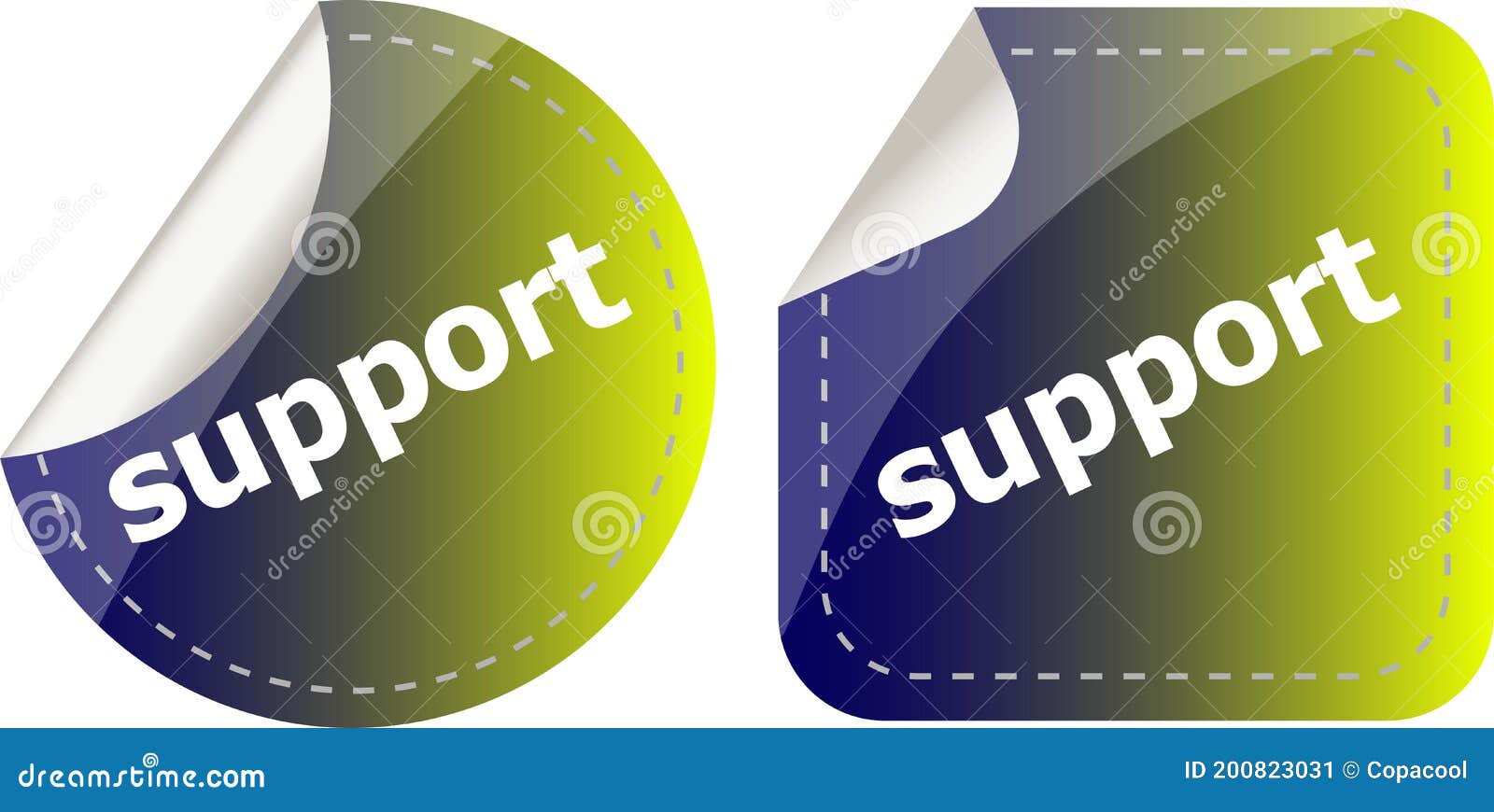 Support. Stickers Set, Web Icon Button Isolated on White Stock ...
