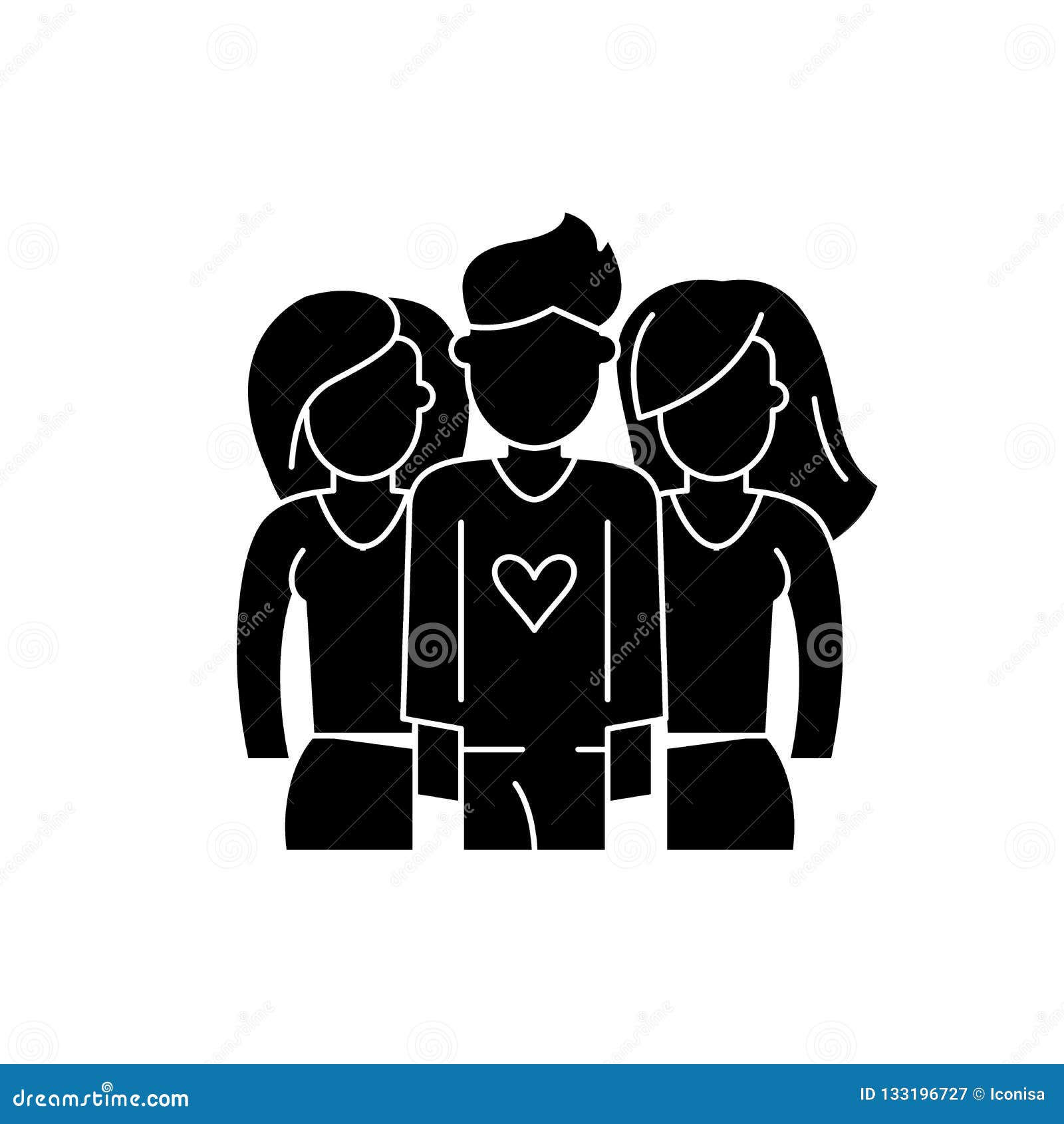 Support Team Black Icon, Vector Sign on Isolated Background. Support ...