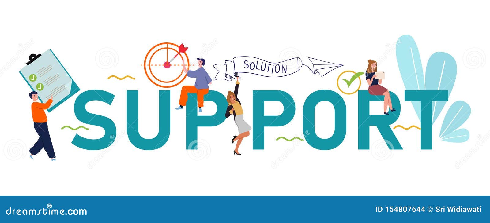 Support Team Bring Solution Teamwork on Client Problem. Large Text ...