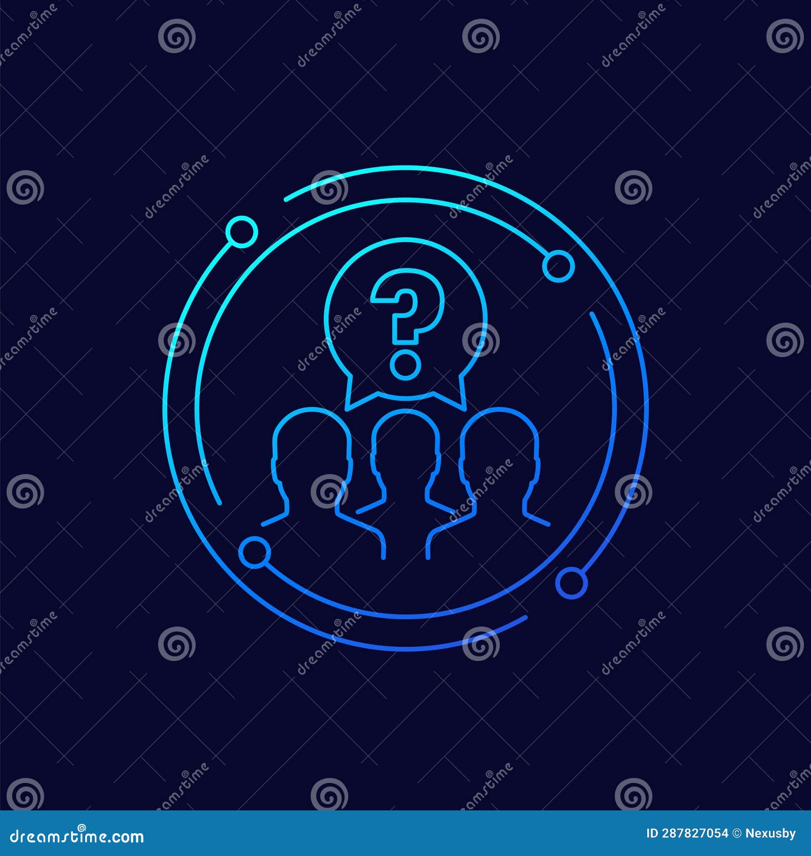 Support Team Icon, Linear Design Stock Illustration - Illustration of ...
