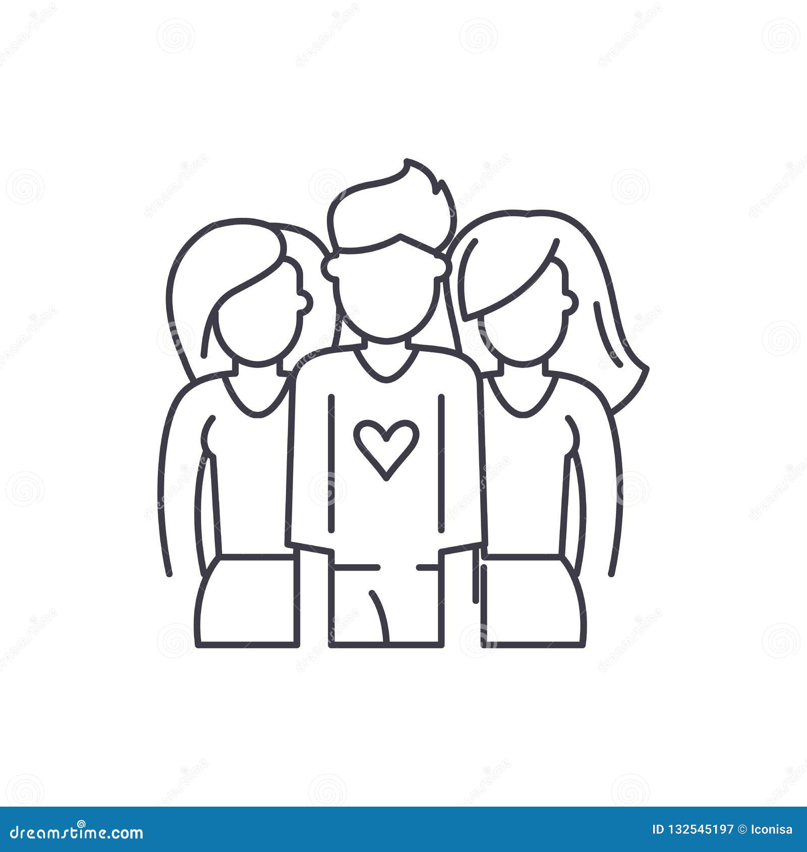 Support Team Line Icon Concept. Support Team Vector Linear Illustration ...