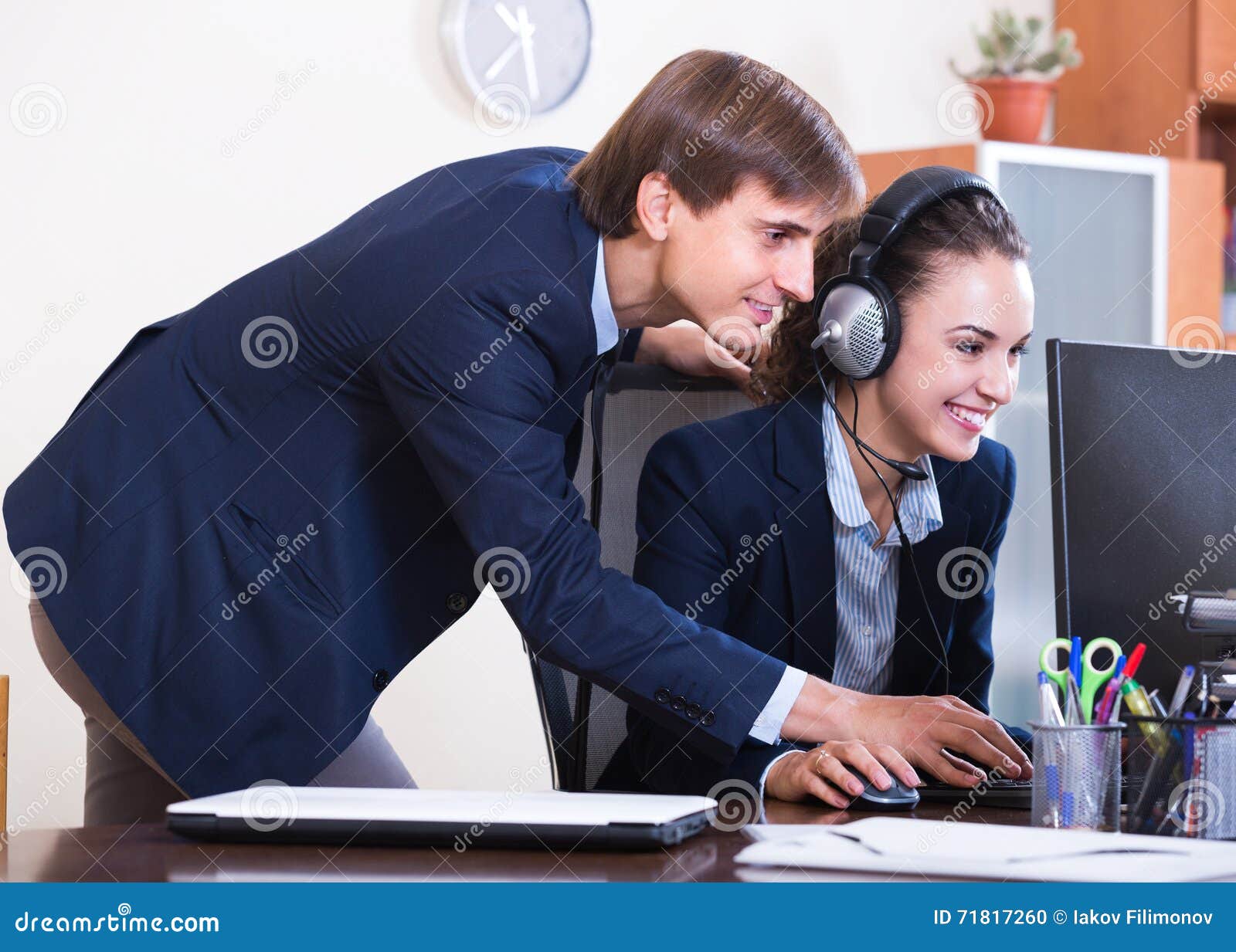 Support Team Working in Call Centre Stock Photo - Image of handsfree ...