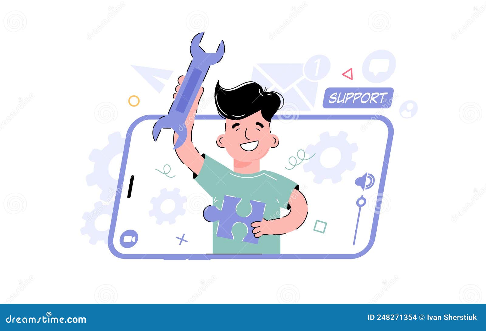 Support Theme. the Boy is Holding a Hand Key. Element for the Design of ...