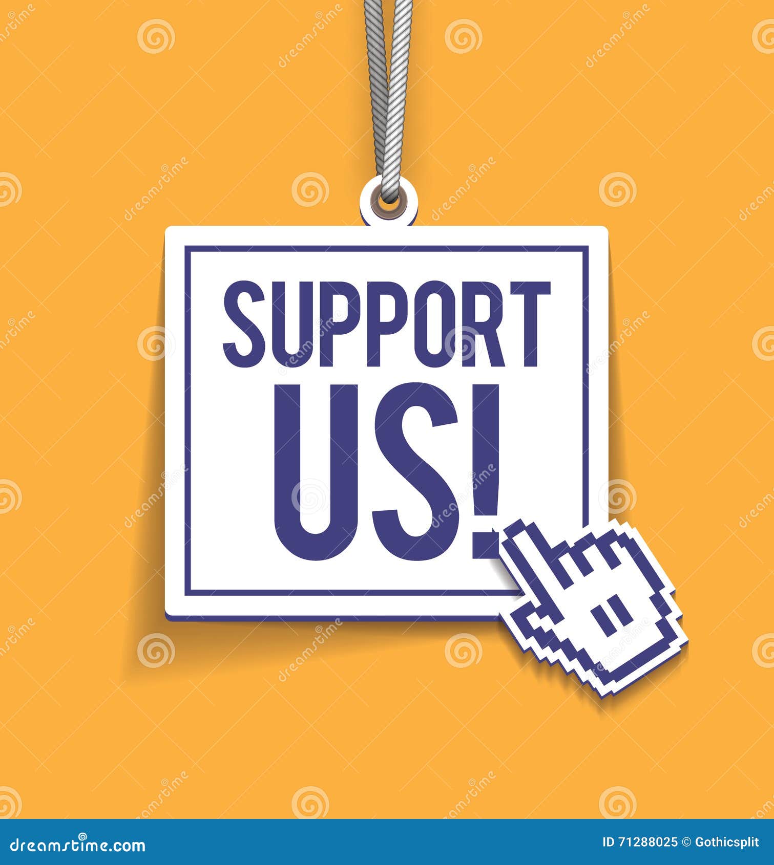 Support Us! Hanging Sign, Version 1. Stock Vector - Illustration of ...