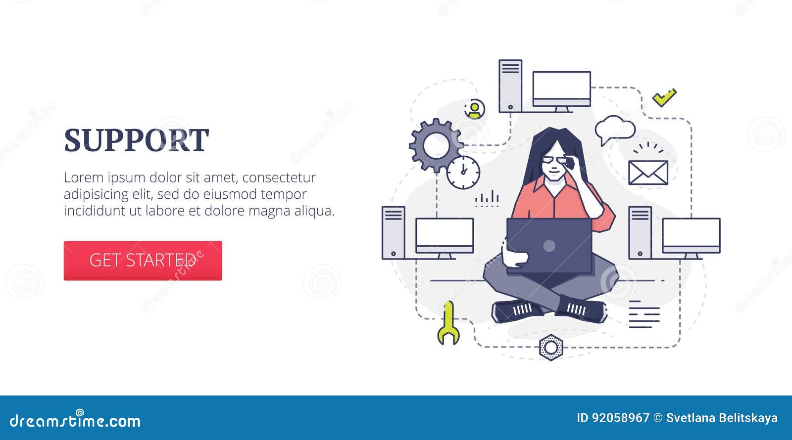 Support web banner stock illustration. Illustration of eyeglasses ...