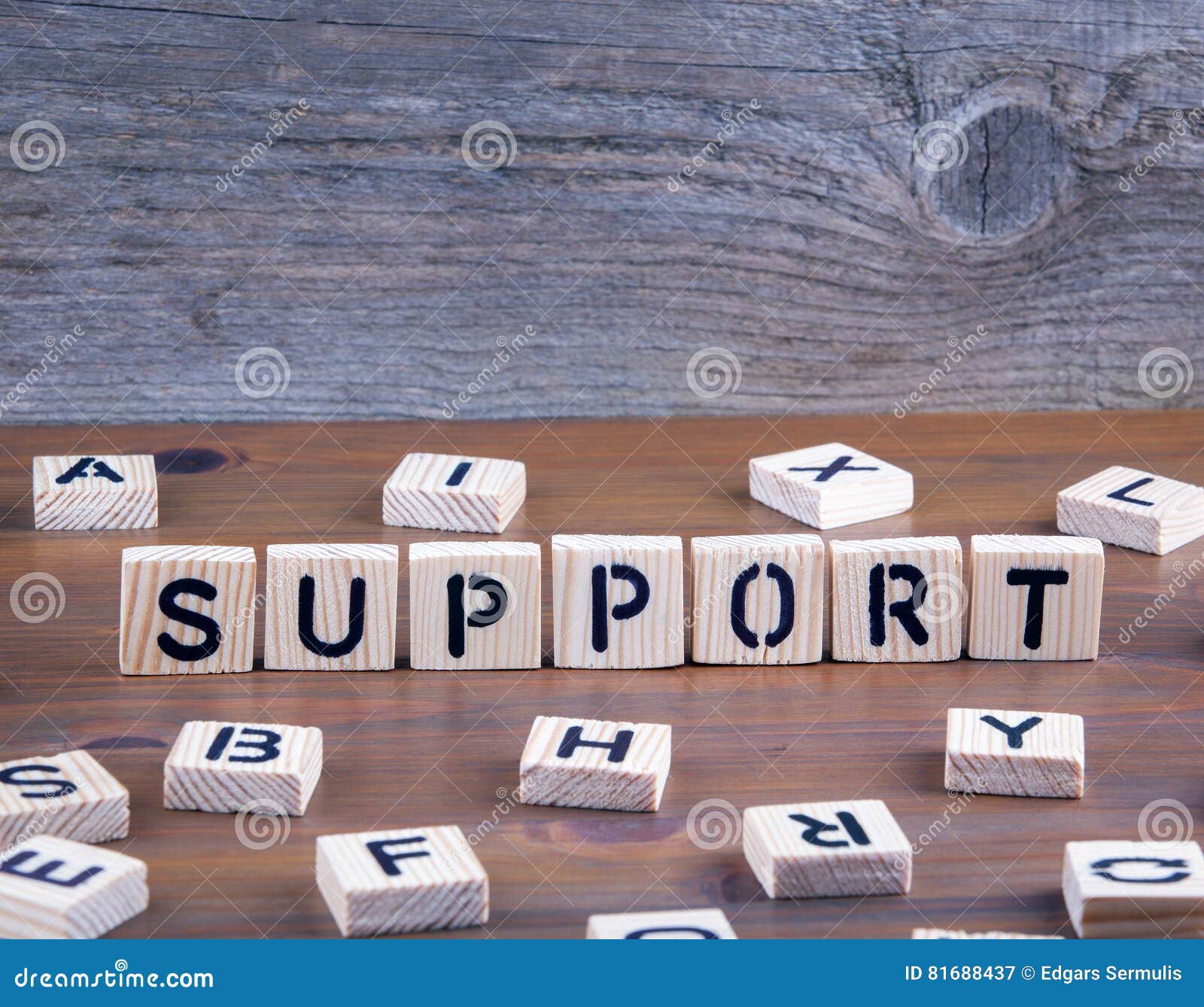 Support from Wooden Letters on Wooden Background Stock Image - Image of ...