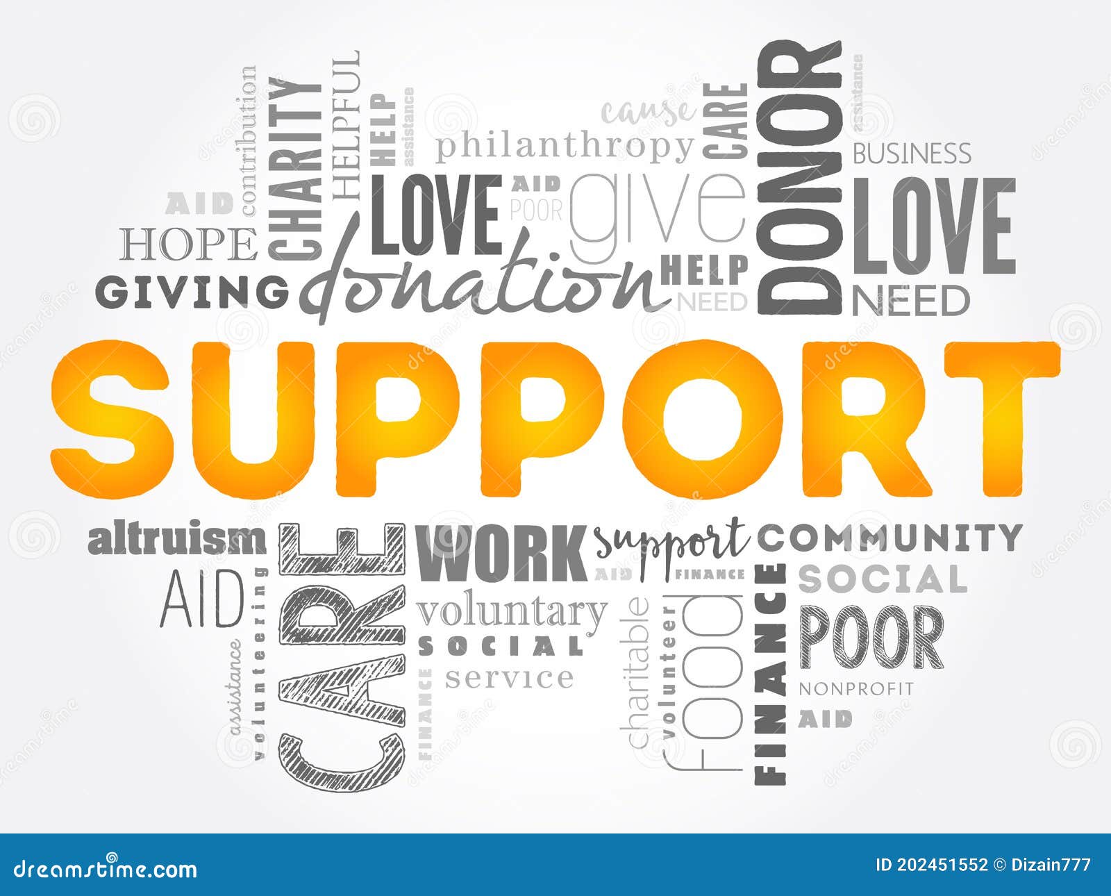 Support word cloud collage stock illustration. Illustration of money ...