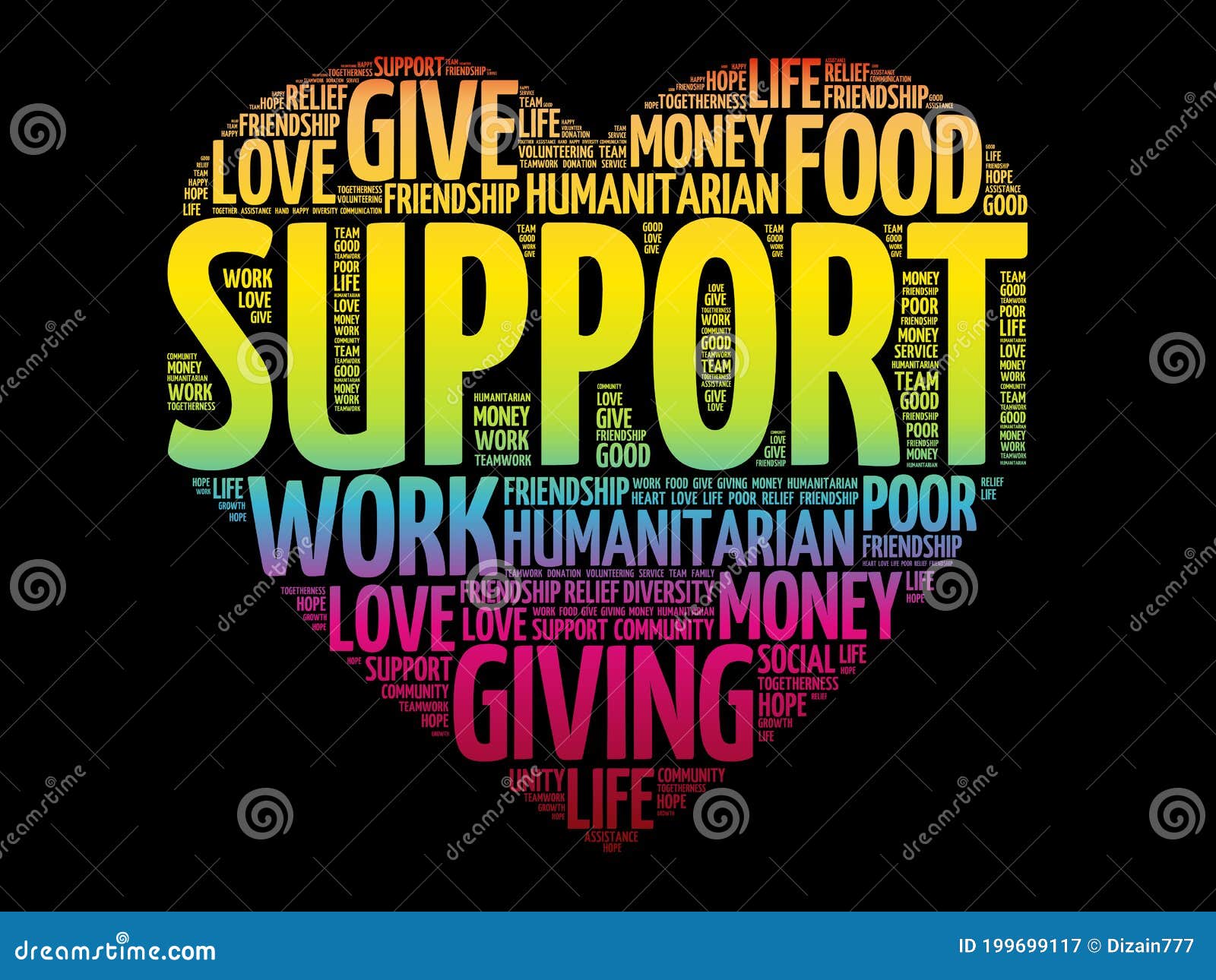 Support word cloud stock illustration. Illustration of concept - 199699117