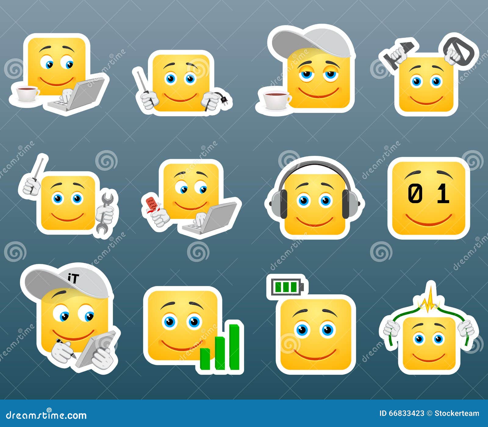 It Support Worker Smile Stickers Stock Vector - Illustration of center ...