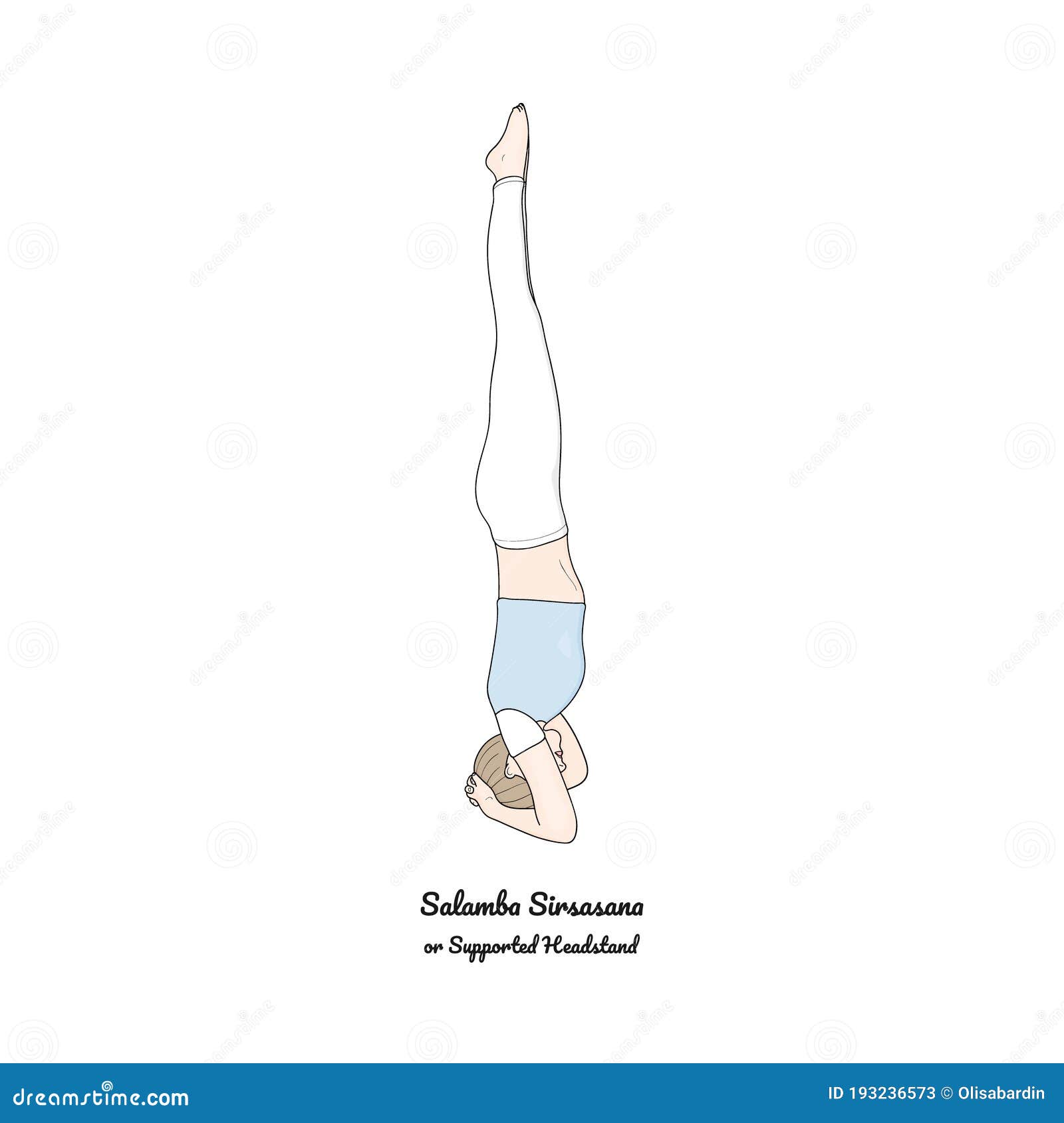 Supported Headstand With Toes On The Ground Pose Yoga Workout Outline ...