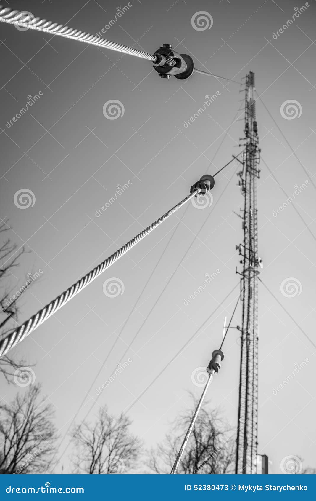Supporting Cables of Communication Radio Tower Stock Image - Image of ...